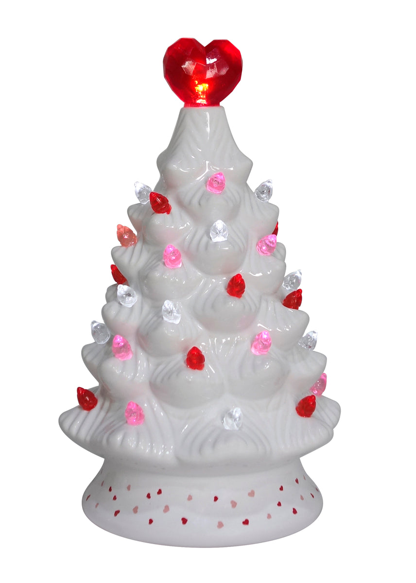 7.5 Inch Ceramic Valentine's Day Tree with Red Heart Topper – Barbaras ...